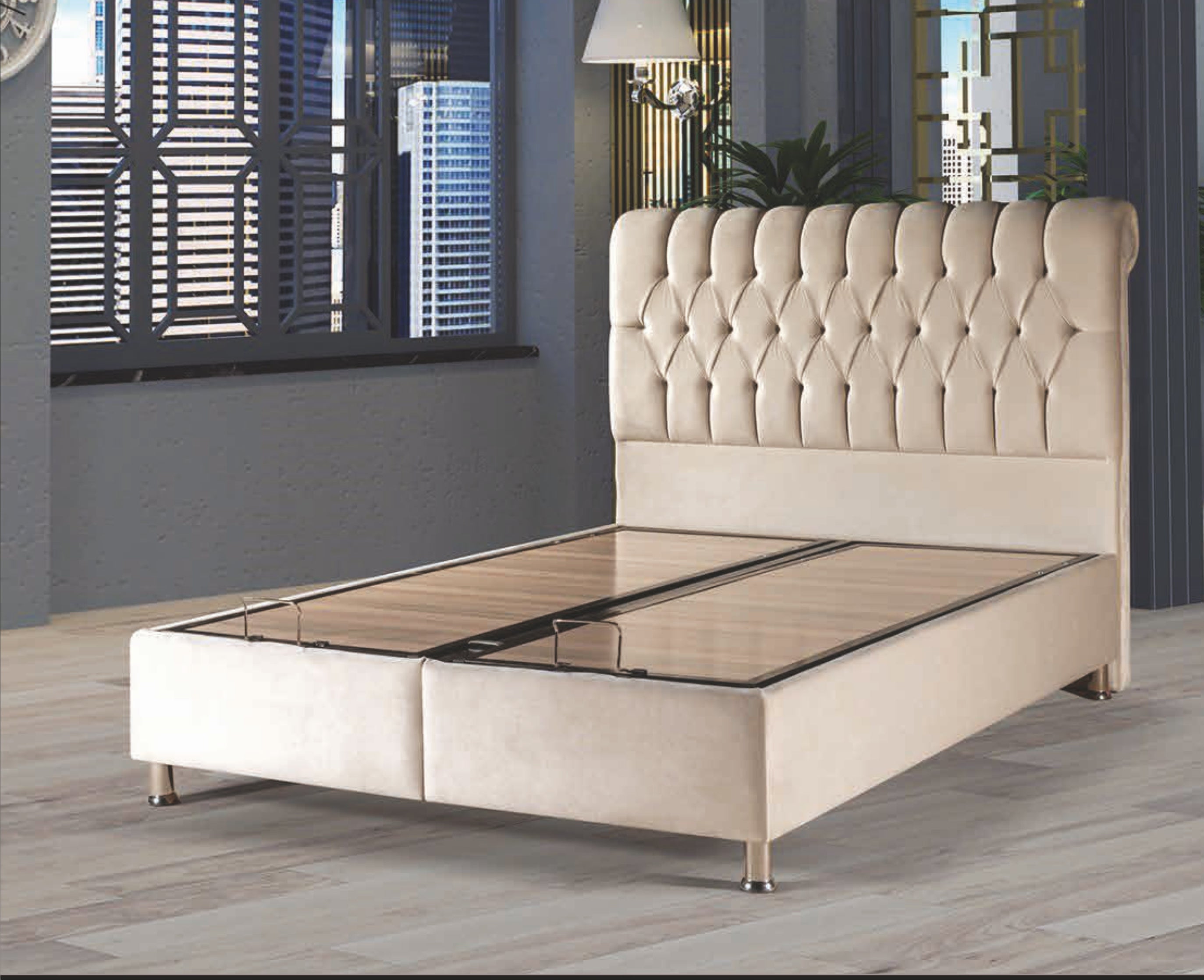 Kingsley Gas Lift Storage Beds - White Beige – Sheepbridge Sofas & Beds